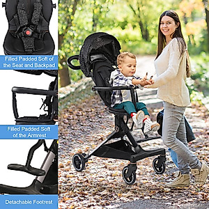Wheelive Lightweight Stroller for Toddlers, 2-in-1 Stroller for Reversible Seat and Reclinable Backrest, Compact Travel Stroller with Sun Canopy and Adjustable Handles & Storage Basket