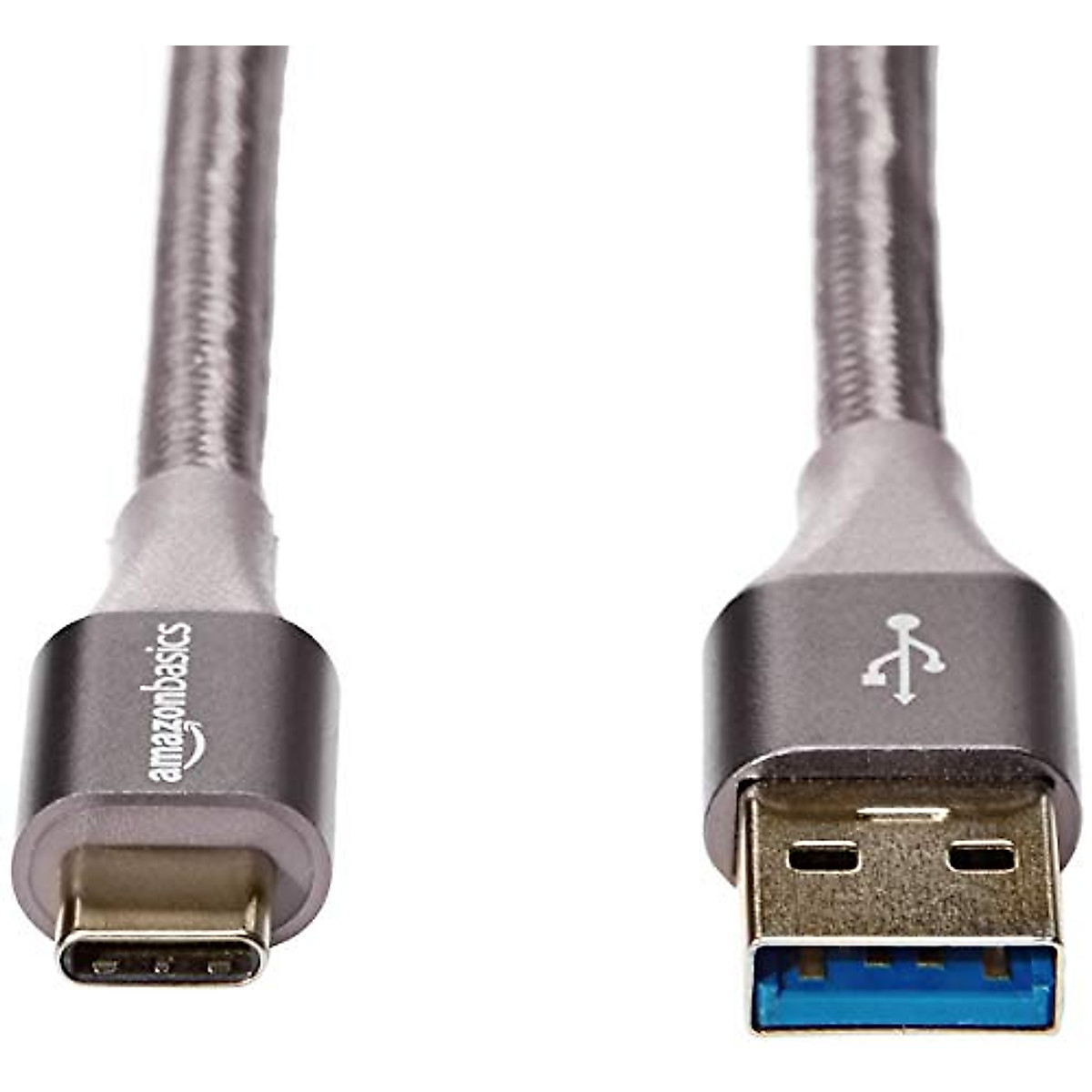 Amazon Basics Double Braided Nylon USB Type-C to Type-A 3.1 Gen 1 Charger Cable | 10 feet, Dark Gray