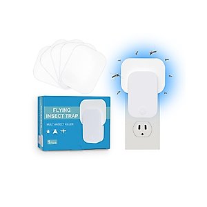 Flying Insect Trap Indoor Plug-in Bug Catcher Zapper Light, Mosquito Gnat Fly Trap Killer Plug in Wall Indoor for Home Office House Kitchen, 1 Pack
