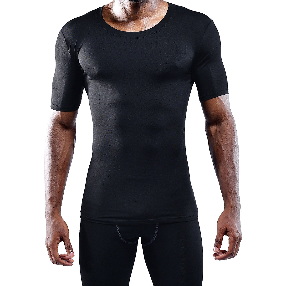 NELEUS Men's 3 Pack Athletic Compression Under Base Layer T Shirt,5011,Black,S
