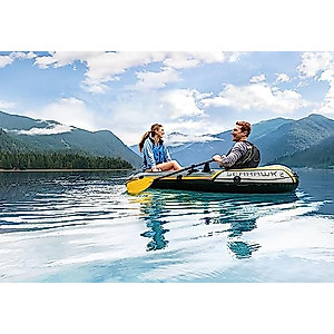 Intex 68347EP Seahawk 2 Inflatable Boat Set: Includes Deluxe 48in Boat Oars and High-Output Pump – SuperStrong PVC – Fishing Rod Holders – 2-Person – 520lb Weight Capacity