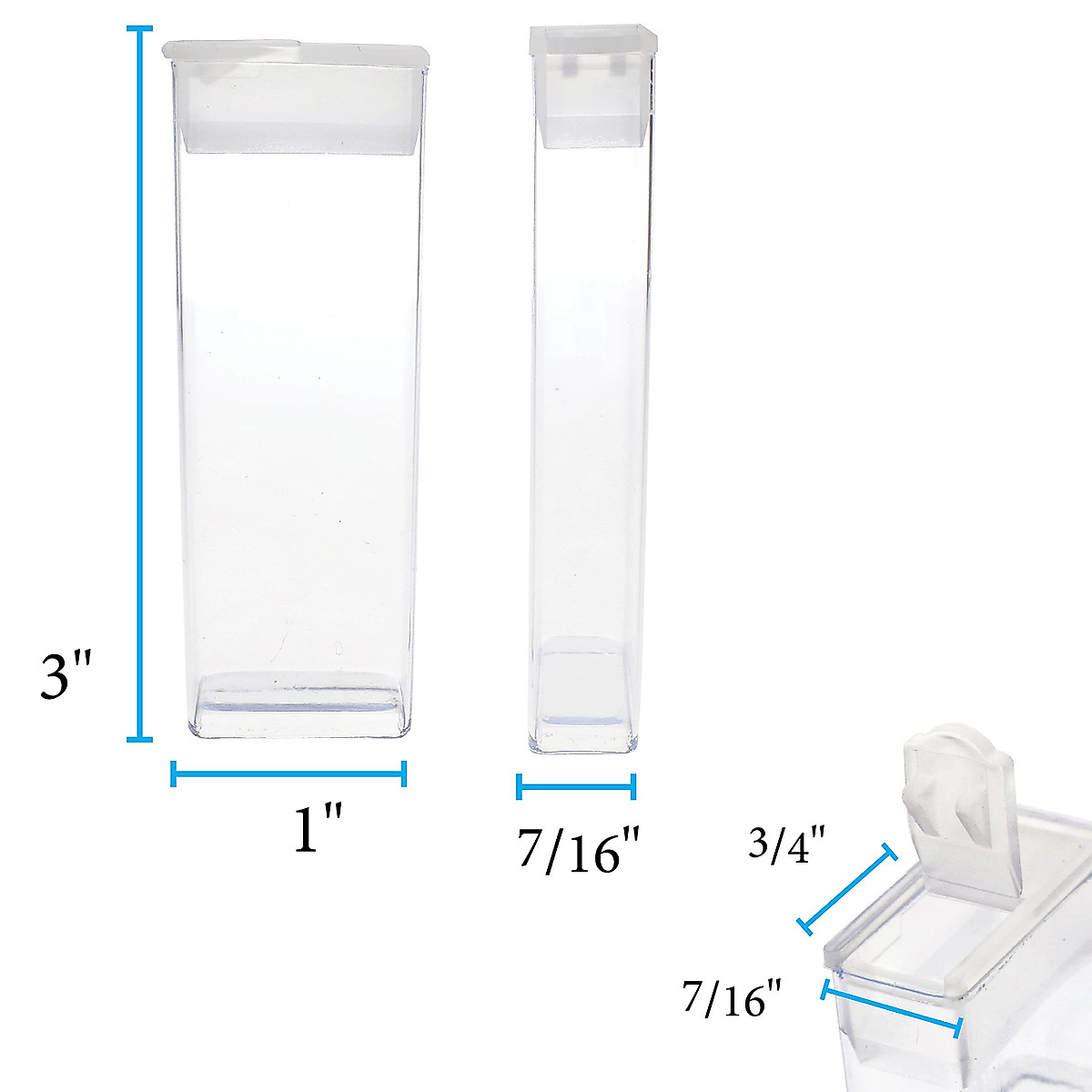 The Beadsmith Clear Plastic Boxes - Rectangle with a Flip Top Cap - 7/16” x 1” x 3” - Use for Beads, Bath Salts, Wedding & Party Favors, Home or Office Storage - Bag of 20