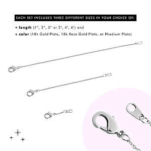 Honeycat Necklace & Bracelet Jewelry Extender Set 1", 3", 5" or 2", 4" 6" in Gold, Rose Gold, or Silver | (Silver 2/4/6)