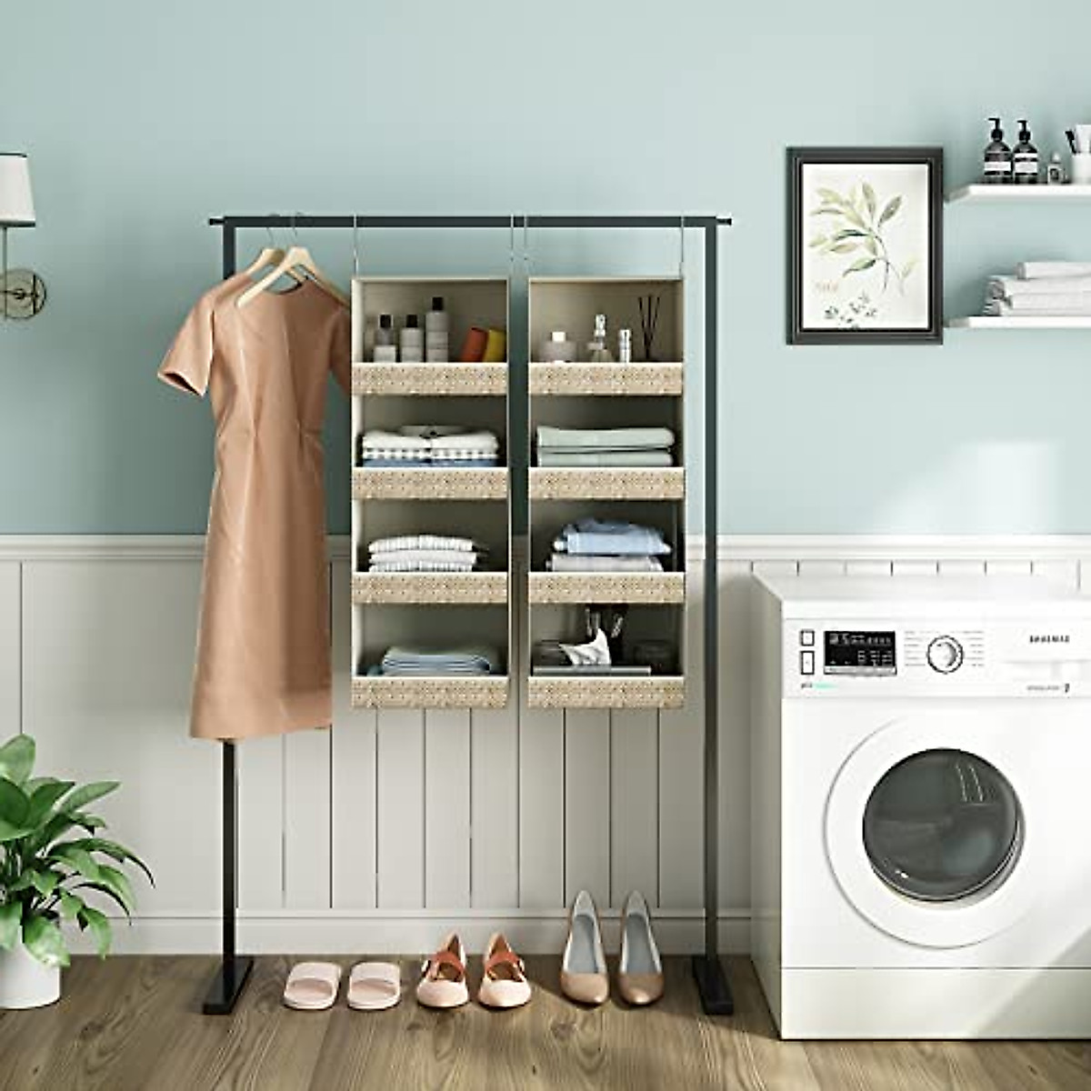 GILLAS 4-Shelf Hanging Organizer,2-Pack Closet Hanging Shelves, Closet Organizers and Storage Collapsible Hanging Closet Shelves ,12.2" W x 12.2" D x 33.6"H