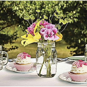 Simpli-Magic 79386 Mason Jars (16 oz) [12 Pack] Canning Jars with Sealed and Straw Lid, Ideal for Juice, Jam, Honey and Spice, Wedding Favors, Shower Favors, Baby Foods