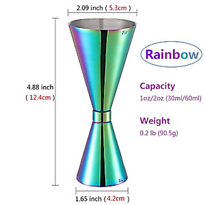 Jigger 2oz 1oz (60ml/30ml),Finished Japanese Jigger with Measurements Inside,cocktail measuring cup jigger for bartending