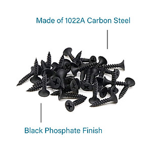 IMScrews 100pcs #6 x 3/4" Flat Head Phillips Drywall Screws Fine Thread Sharp Point Wood Screw, Carbon Steel 1022A, Black Phosphate