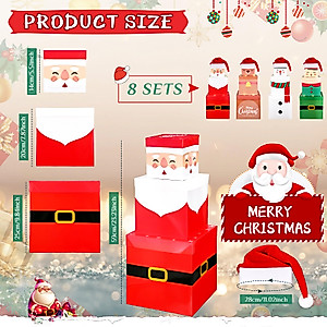 Fulmoon 24 Pieces Christmas Stacking Boxes Christmas Nesting Gift Boxes Christmas Stackable Boxes with Lids 8 Designs Snowman Decorative Present Boxes for Christmas Party Decor(Novelty Style)
