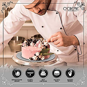 O'CREME Silver Wraparound Cake Pastry Round Drum Board 1/4 Inch Thick, 12 Inch Diameter - Pack of 10