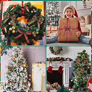 Tatuo 5 Rolls 30 Yards Christmas Red Plaid Ribbon Gingham Check Wired Edge Wrapping Ribbon Tartan Decor for Christmas DIY Crafts Present Wrapping Gift Home Decorations Bows(1 Inch Wide)