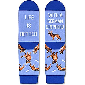 sockfun Funny Black German Shepherd Gifts for Lovers, Novelty German Shepherd Socks for Women Men Crazy Fun Socks
