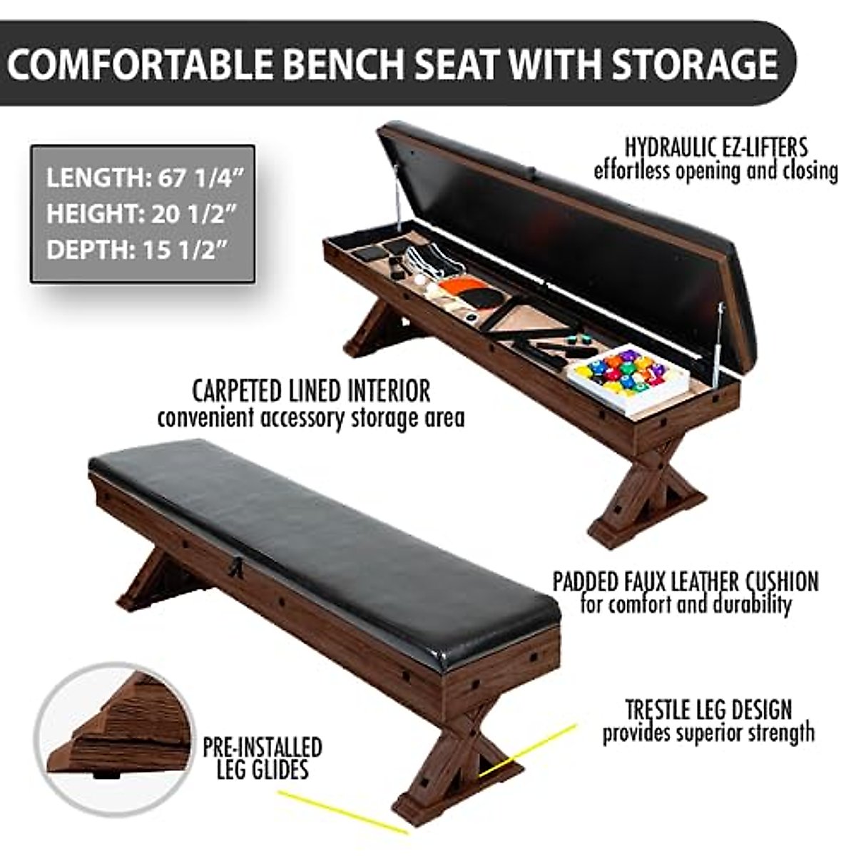 Freetime Fun 3 in 1 Multi Game 7 FT Pool Table with Dining Top and Ping Pong Table with Benches, Includes Billiard Accessories and Tennis Paddles - Combo Table (Espresso)