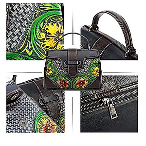 Valrena Genuine Leather Handbags for Women Crossbody Bag Designer Shoulder Tote Satchel Handbag Large Purse