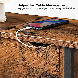 HOOBRO Set of 2 End Tables, Side Table with Charging Station, Flip Top Nightstand with USB Ports and Outlets, Bedside Tables with Shelf for Small Spaces, Living Room, Bedroom, Rustic Brown BF341BZP201