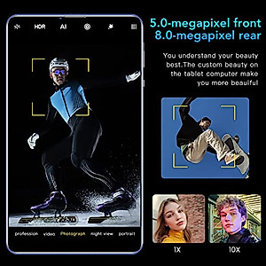 Heayzoki 7in Tablet, 7in Blue Tablet, HD IPS 4GB 32GB 10 Dual Camera 6000mAh Tablet PC for Android (US Plug)