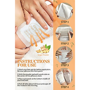 TEWEAE Foot Pads, Ginger Foot Pads, Natural Ginger Powder Bamboo Vinegar Foot Patches 20 Packs.