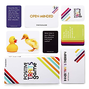 Positive Trait Therapy Games: Social Skills Games that Teaches Social Work Therapy for Kids, Teens and Adults Effective for Self Care, 115 Play Therapy Cards, Counseling game for teachers and families