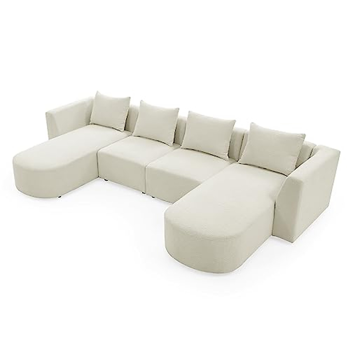 Reversible DIY Modular Sectional Sofa Free Combination U Shape Corner Sofá Upholstered Convertible Cloud Deep Couch with 2 Single Seats,Chaises and Waist Pillows for Living Room Office Apartment