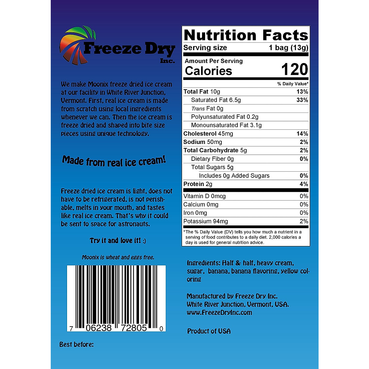 Moonix Freeze Dried Ice Cream (Banana)