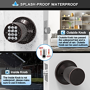 Signstek Keyless Entry Door Lock,Door Knob with Keypad，Smart Code Door Lock,Mute mode,Passage function, Easy to Install,Oil Rubbed Bronze