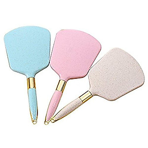 XPXKJ Handheld Mirror with Handle, for Vanity Makeup Home Salon Travel Use (Pink, Square)