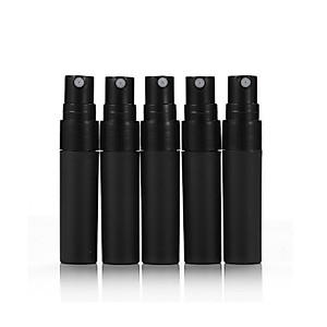 Elfenstall- Cool Black 25pcs 5ml 1/6OZ Atomizer Empty Matte Plastic Fine Mist Spray bottle Refillable Fragrance Perfume Scent Sample Bottle for Travel Party Makeup Tool