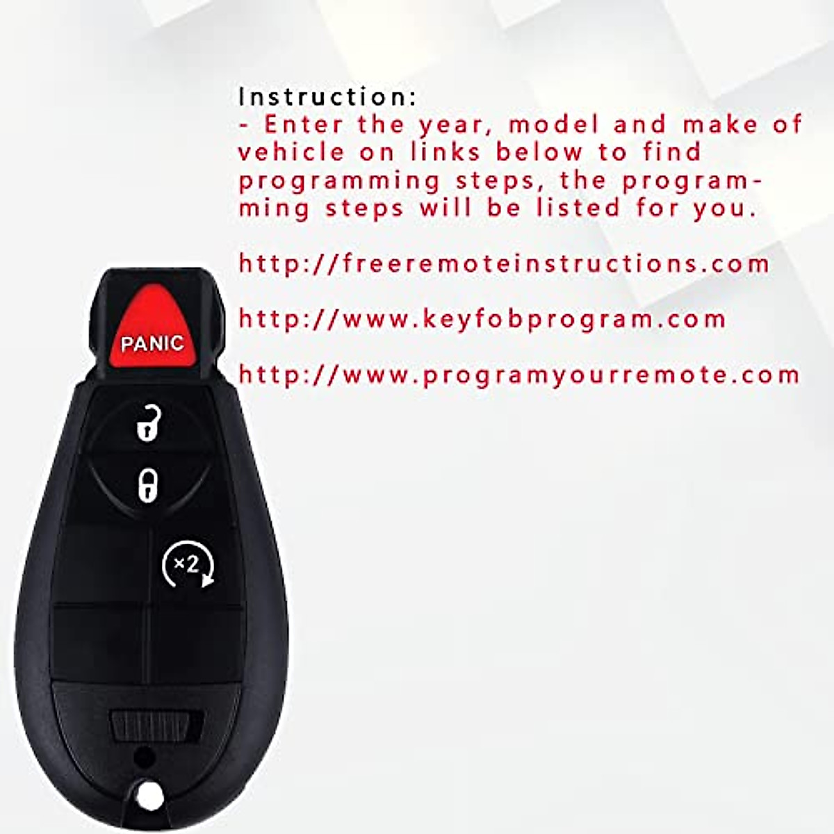 Keyless Entry Remote Control Car Key Fob for Dodge Ram 1500 2500 3500 Truck Pickup 2009-2012 Dodge Charger/Durango/Journey/Challenger/J eep Grand Cherokee/Commander (M3N5WY783X) Pack of 2