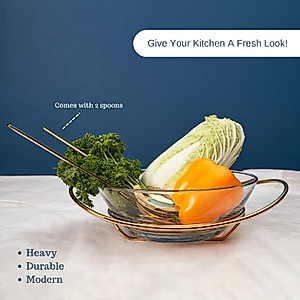 Rigeli Regent 18/10 CONTEMPO Chromeplated 9.8”inch 25cm Salad Bowl with Stainless Steel Servers Salad Bowls, Big Salad Bowls with Perfect for Fruits, Vegetable or Salads (Gold)