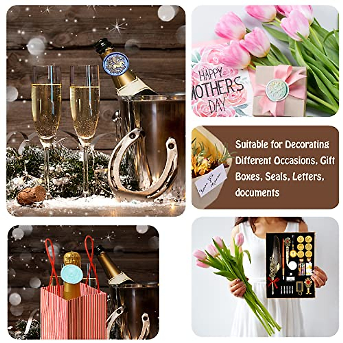 Aifeiter Feather Calligraphy Pen Set.Quill Pen Ink Set.Wax Seal Stamp Set,include Feather Pen.5D Relief Seal,Leather Notebook,Etc.Birthday Gift,Christmas Gift.Gift Selection Calligraphy Pen Set-Grey