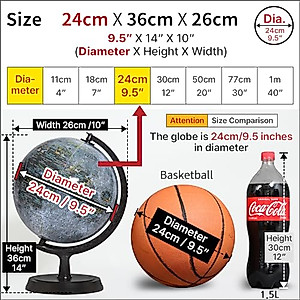 Mapsoft Expolorer Moon Globe, 24cm/9.5", M-24, Lunar Globe, Moon Map, Lunar Map
