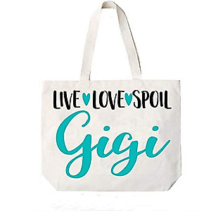 COCOVICI Gigi Live Love Spoil Gigi Canvas Tote Bag Grandma Gigi Gift Idea Book Bag