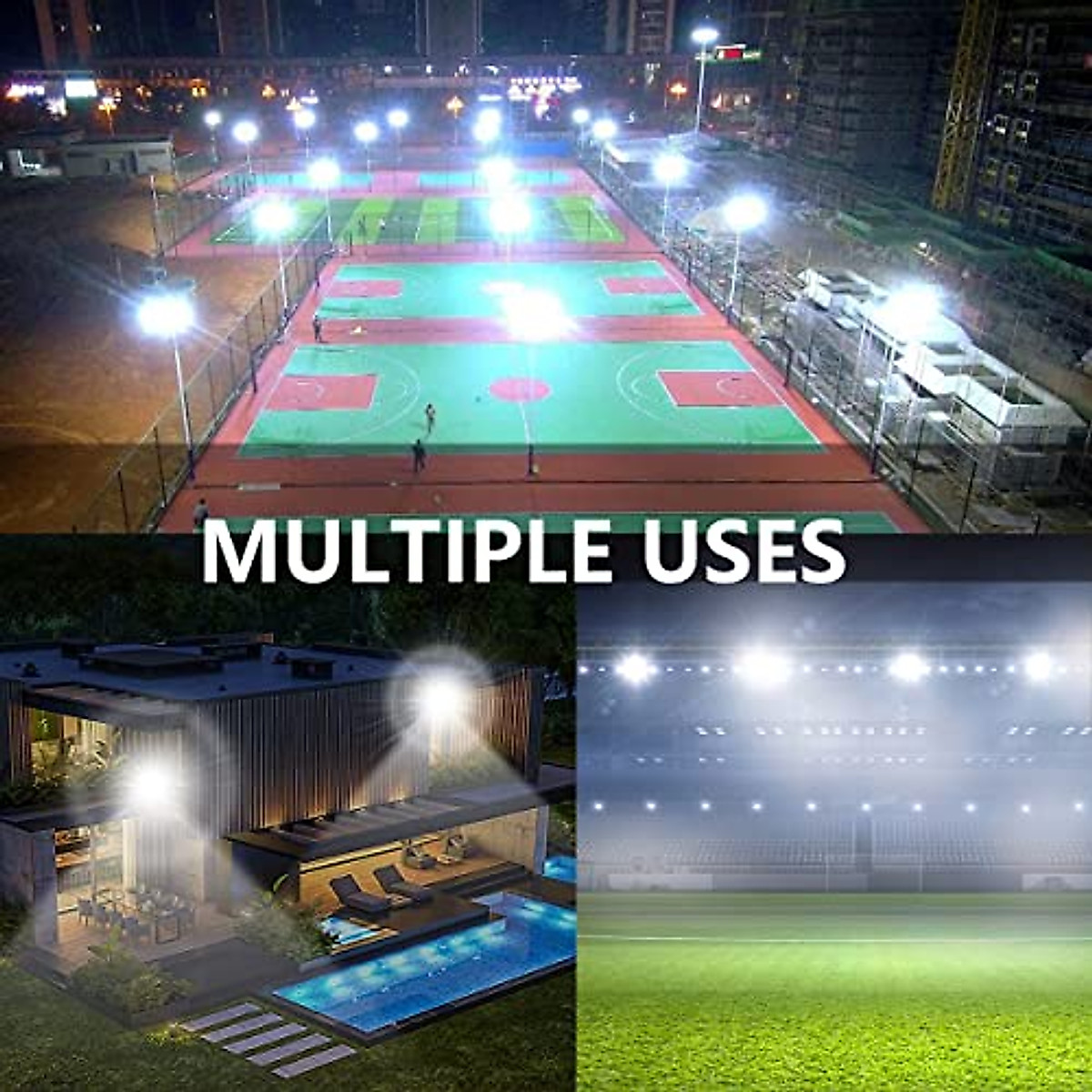 100W LED Flood Light Outdoor, 10000LM LED Work Light with Plug, 5000K Daylight White, IP66 Waterproof Outdoor Floodlights for Yard, Garden.