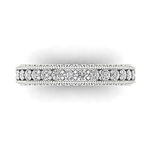1.44 ct Round Cut Clear Simulated Diamond 14k White Gold Eternity Wedding Engagement Promise anniversary Band Sz 4.5