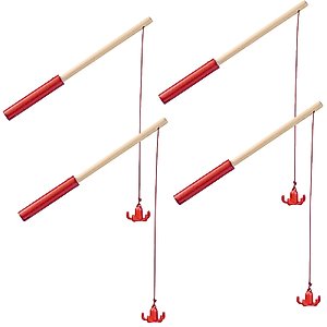 Juinipe 4 Pieces Magnetic Fishing Poles Wooden Magnet Fishing Rods Magnetic Fishing Games for Wooden Magnetic Fishing Games for Kindergarten Preschool Boys Girls