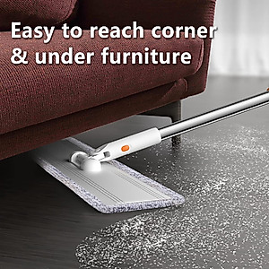Microfiber Flat Mop 32 in Large Mops for Floor Cleaning Commercial Dust Dry Wet Mops on Hardwood Floors with 4 Washable Pads Aluminium Telescopic Long Handle Floor Cleaning Tools