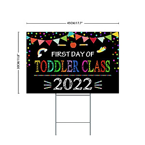 First And Last Day of School Yard Lawn Sign 12x18 Inch 1st Day School Photo Prop Double Sided Yard Sign for Rent House Party Decorations Props