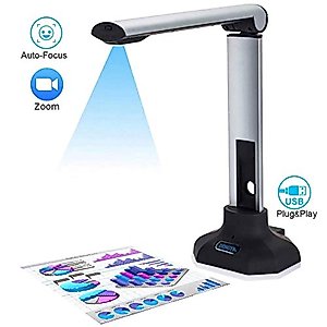 Document Camera for Teachers, Portable USB Visualiser A4 8MP with Auto-Focus and LED Supplemental Light. Excellent for Distance Education Web Classroom Library and Office Conferencing