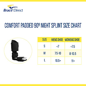 Brace Direct 90 Degree Comfort Padded Night Splint- Soft Sleeping Boot- Stretch for Plantar Fasciitis, Achilles Tendinitis and Heel Pain- Right or Left Foot- Men or Women