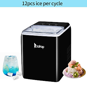 NA 120V 150W 44lbs/20kg/24h Ice Maker Black Plastic Transparent Cover/Display Commercial/Household