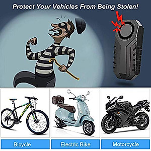 Onvian Upgraded Wireless Anti-Theft Motorcycle Bike Alarm Waterproof Bicycle Security Alarm Vibration Sensor with 2 Remotes, 113dB Loud