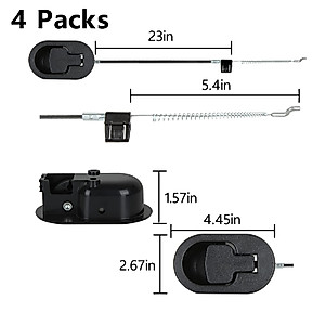 APACALI Recliner Pull Cable Replacement Set of 4, Universal Black Sofa Couch Recliner Release Cables with Plastic Pull Handle fits Most Recliner Brands, Hook Exposed Cable Length (4.75")