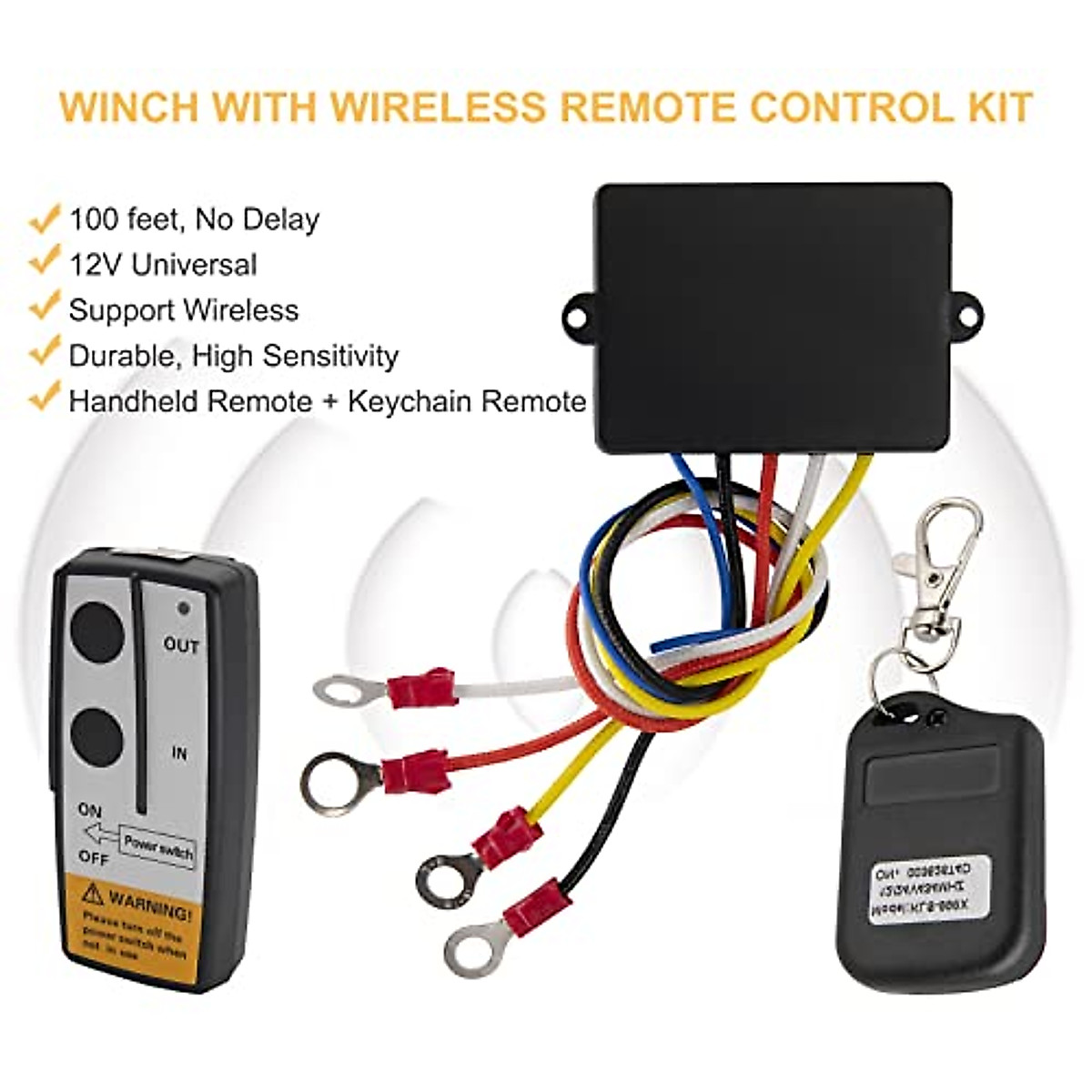 IVONNEY Ggeneric Wireless Winch Remote Control Kit Universal 12V Handset Switch Controller 100 Feet for ATV Truck Jeep SUV Car