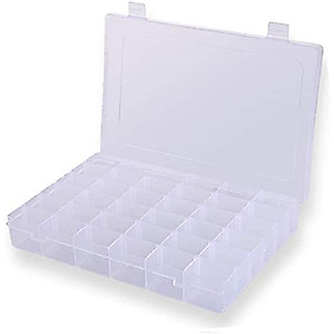 Plastic Organizer Box with Dividers - 36 Compartment Organizer - Clear Organizer Box for Screws,Felt Letter Board Letters,Jewelry,Beads,Buttons,Fishing Tackle,Loom Bands