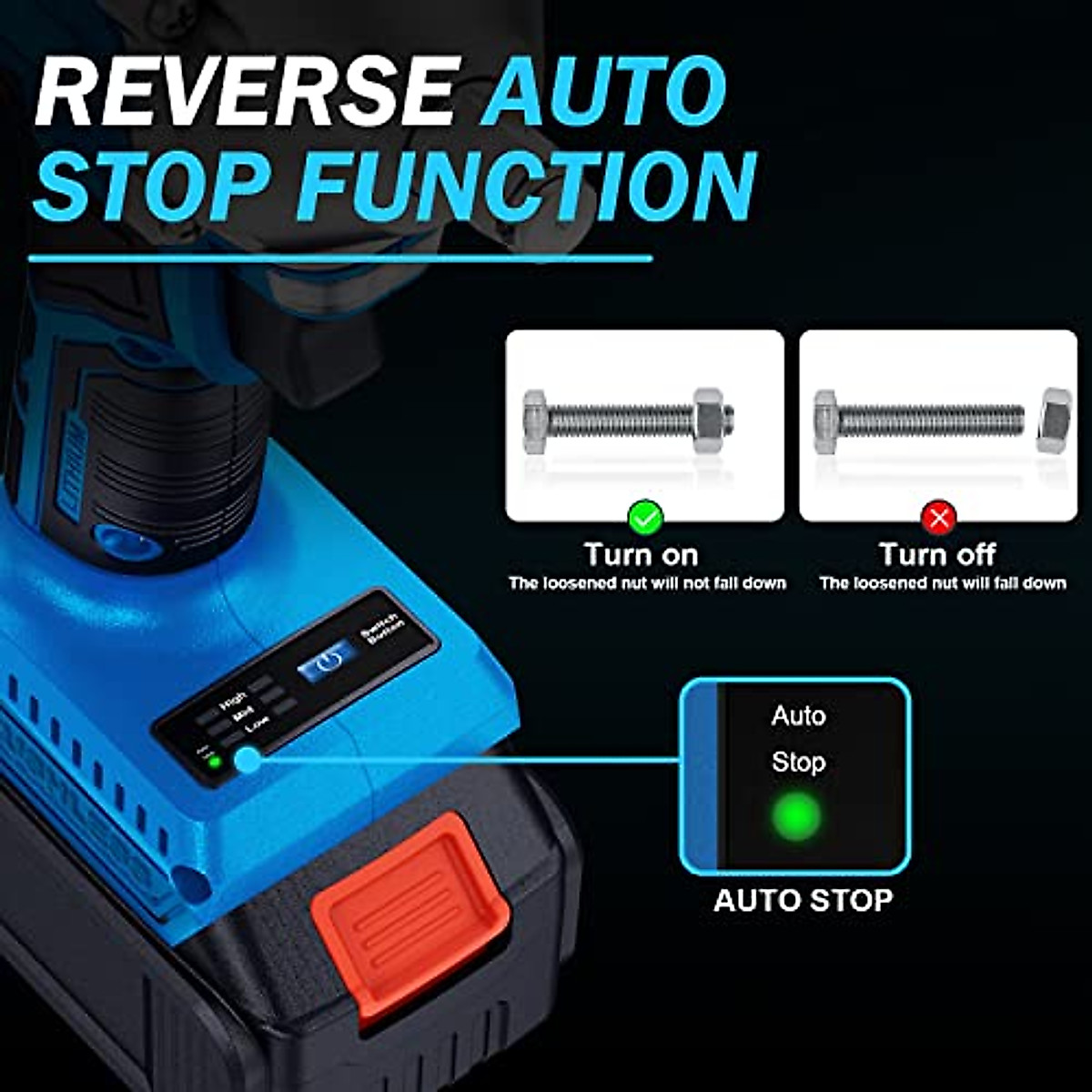 Huoeren Electric Cordless Impact Wrench 1/2 Inch,480Ft-lbs(650N.m) High Torque Battery Impact Wrench,21V Brushless Impact Gun Set with 2x4.0Ah Battery,4 Sockets,4 Drills and 4 Screws for Car & Home