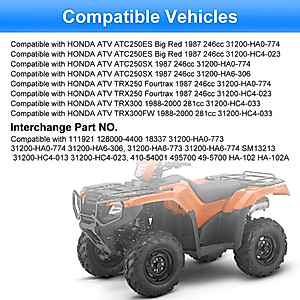 WATERWICH Starter with Soleniod Compatible with Honda 300 fourtrax Trx300 Trx300fw Trx300ex ATC250 250ES 1987-2000 Replaces 31200-HC4-023 31200-HC4-033 SM13213 128000-440