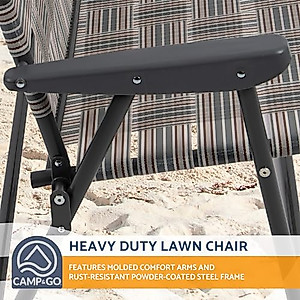 CAMP & GO High Seat Outdoor Double Wide Loveseat Web Folding Chair, Grey, 45.94" W x 22.63" D x 33.14" H