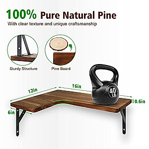 iiidol Corner Floating Shelves ,Set of 4 Wall Mounted Corner Shelf Rustic Wood Wall Shelves Storage Display Shelf Decor for Living Room, Bedroom, Kitchen (Arbonized Black)