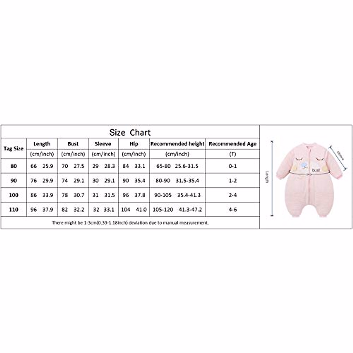 Happy Cherry Baby Winter Wearable Blanket Safe Comfy Cotton Sleeping Sack Thicken Wide Hem Cartoon Romper