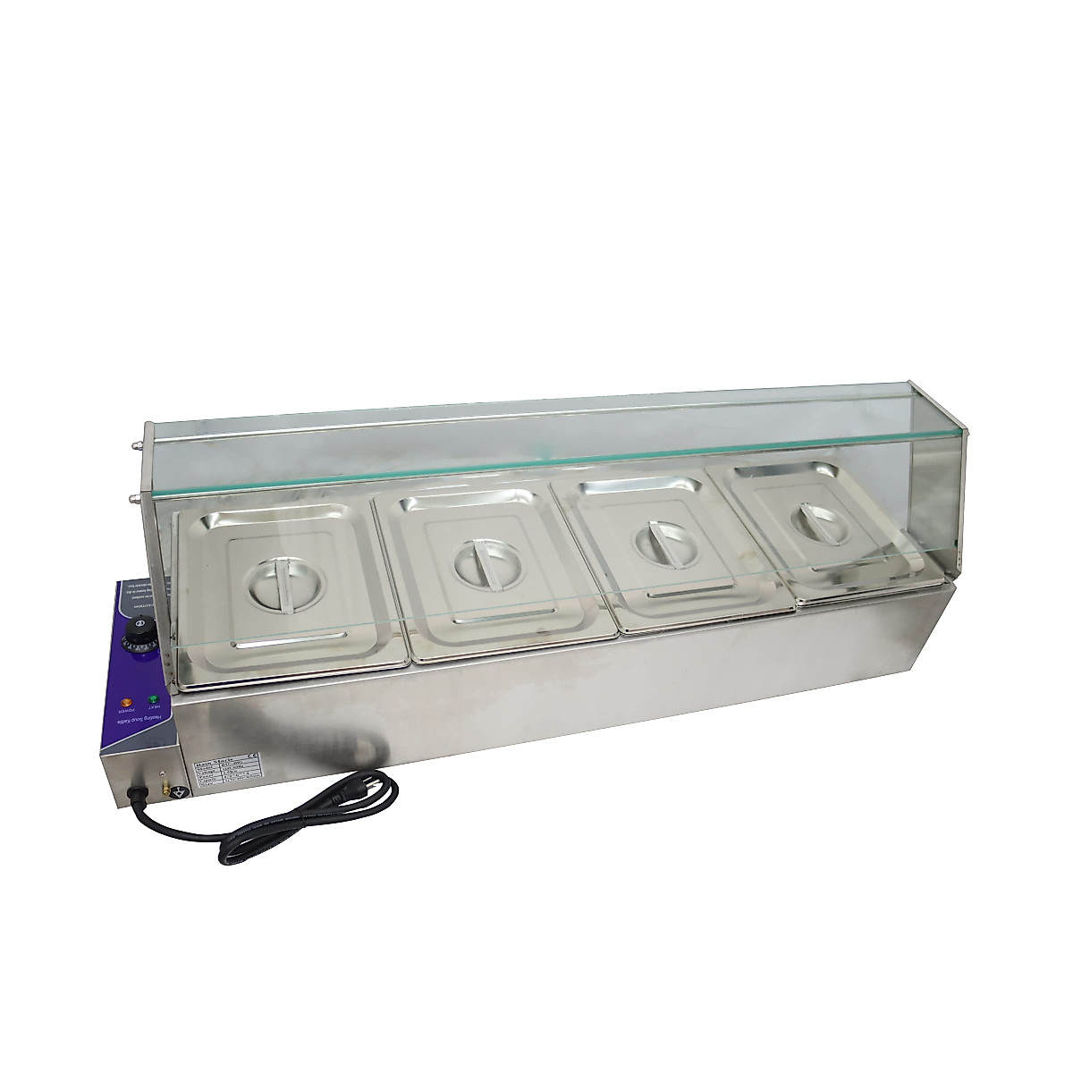 INTBUYING 4 pan Food Warmer Steam Table Kitchen Machine Bath Warmer Breakfast Supply