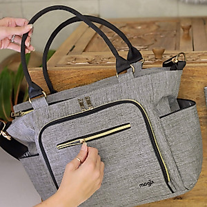 Mogix SMART Baby Diaper Bag with Portable Phone Charger, Changing Pad, Wet Dry Bag, Stackable Snack Container and Power Pack